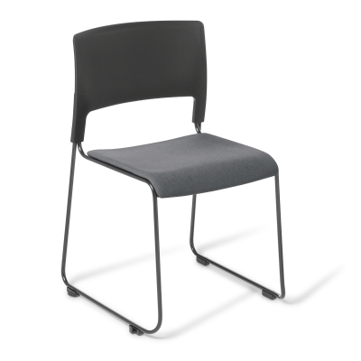 Visitor Chair Stackable Eden Office Slim Black and Storm Fabric ...