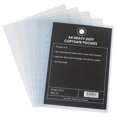 Copysafe Pocket CP12 Okin Clear PVC Unpunched Heavy Duty A4 Pack of 5 ...