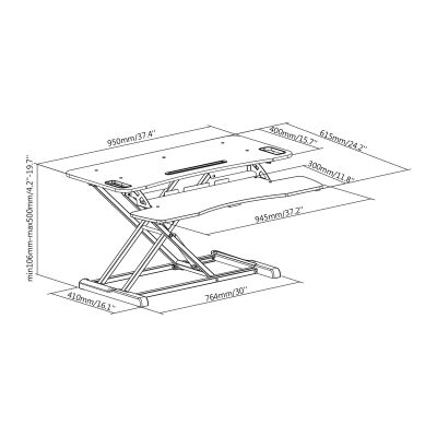 Height Adjustable Workspace Riser Ergonomic Digitus Sit Stand | Kiwi Office