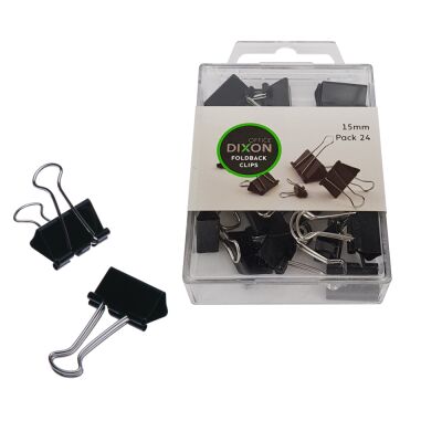 Foldback Clip Dixon 15mm Pack of 24 | Kiwi Office