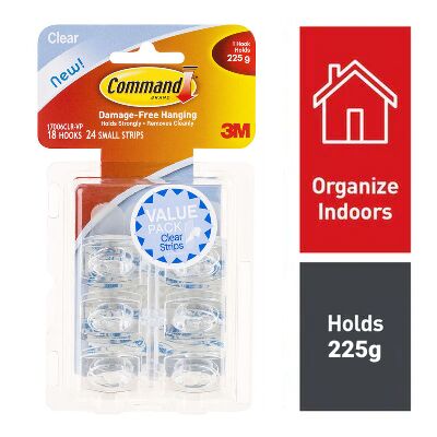 Command Hook 17006CLR-VP Clear Mini Value Pack of 18 | Kiwi Office