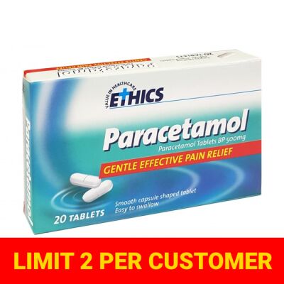 Ethics Paracetamol Oblong Tablets 500mg Pack of 20 | Kiwi Office