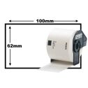 Shipping or Name Badge Labels Brother DK11202 White 62mm x 100mm Roll ...