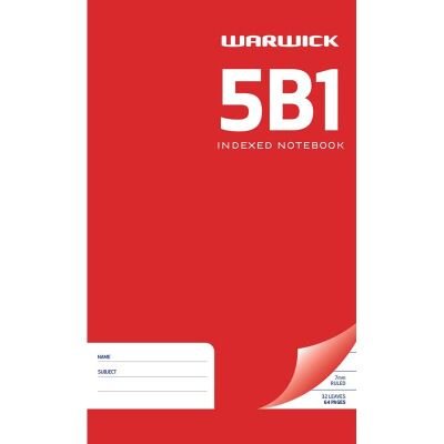 5B1 Exercise Book Warwick Red Ruled 7mm Indexed 100x165mm 32 Leaf ...