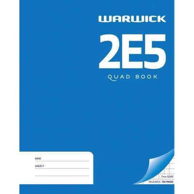 2E5 Exercise Book Warwick Blue Hard Cover Quad 7mm 205x255mm 78 Leaf ...