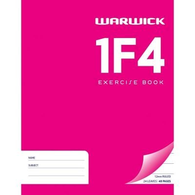 1F4 Exercise Book Warwick Pink Ruled 12mm 180x230mm 24 Leaf | Kiwi Office
