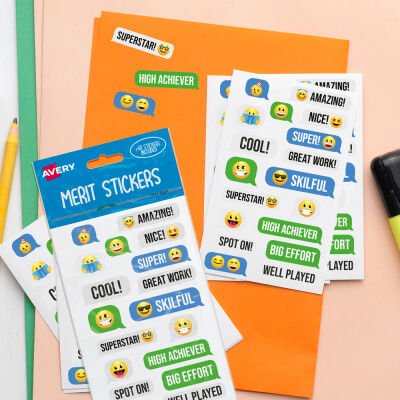 Merit Stickers Avery Emoji Pack of 68 | Kiwi Office