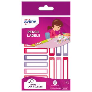 Pencil Labels Avery Pink/ Purple Pack of 30 | Kiwi Office