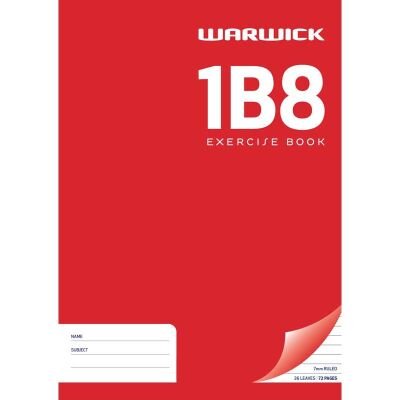 1B8 Exercise Book Warwick Red Unpunched Ruled 7mm 210x297mm A4 36 Leaf ...
