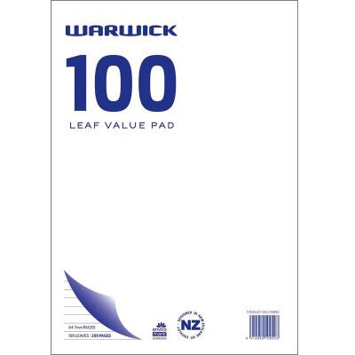Value Refill Pad Warwick Ruled 7mm 210x297mm A4 100 Leaf | Kiwi Office