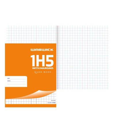 1H5 Exercise Book Warwick Orange Quad 10mm with Margin 205x255mm 36 ...