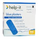 Plasters Help-It Blue Standard Metal Detectable 72 x 25mm Box of 100 ...